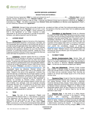 Fillable Online Master Services Agreement - Element Critical Fax Email Print - pdfFiller