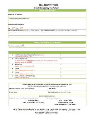 Fillable Online Hotel Occupancy Tax Monthly Report Form - City of ...