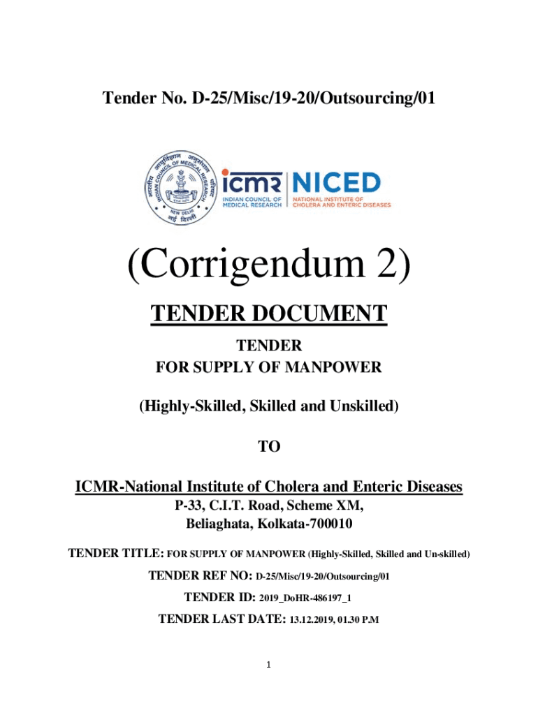 Fillable Online niced org NOTICE - National Institute of Cholera and ...