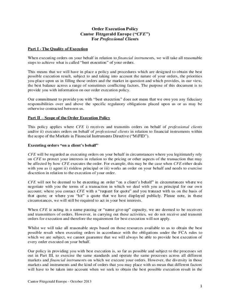 Fillable Online Order Execution Policy for Retail Clients Settling Through ... Fax Email Print ...