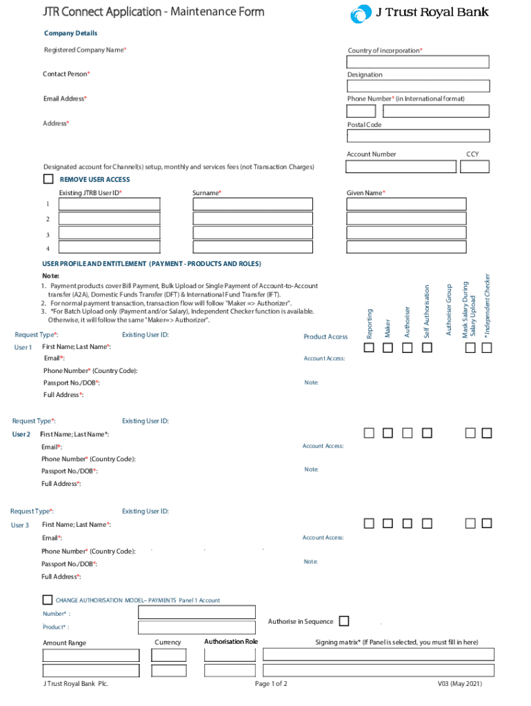 Fillable Online JTR Connect Application - Maintenance Form Fax Email ...