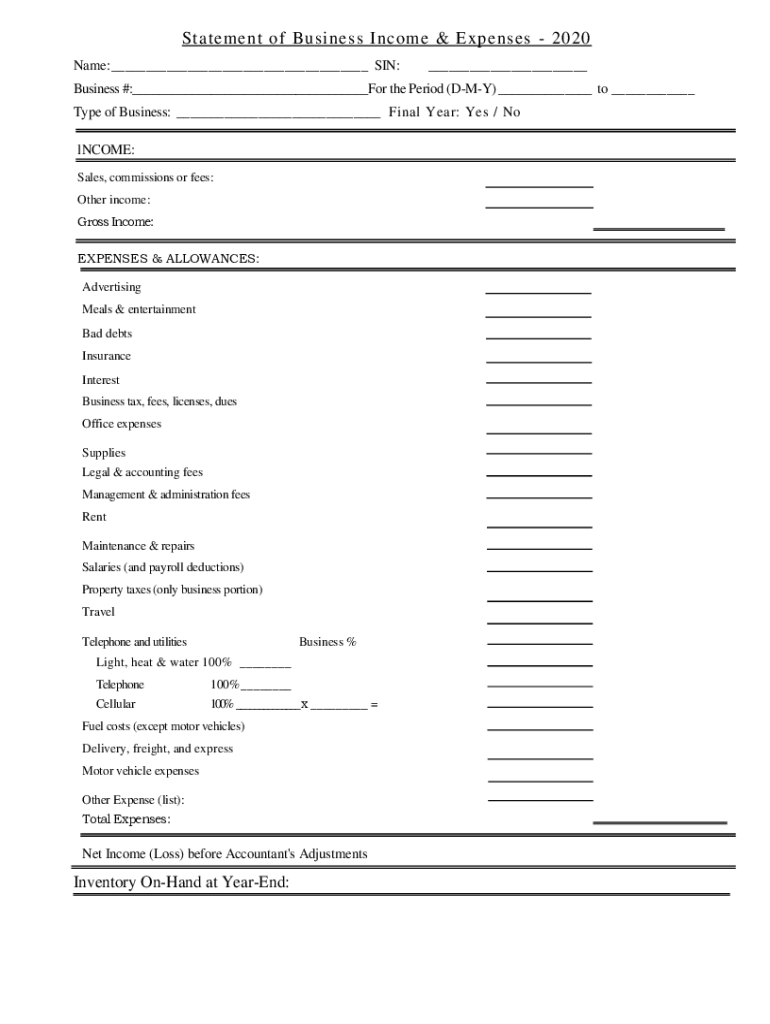 Fillable Online T2125 Tax Form: Declare income and expenses from a ...
