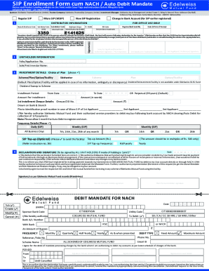 Fillable Online PAN BASED NACH MANDATE CUM SIP REGISTRATION ... Fax ...