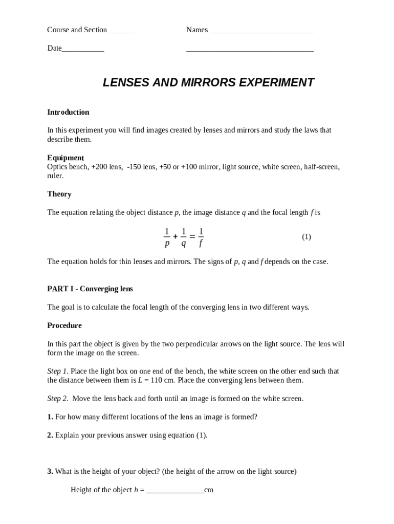 Fillable Online The Anatomy of a Curved Mirror - The Physics Classroom ...