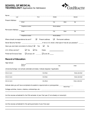 Fillable Online Online Application FormSchool of Health Sciences Fax ...