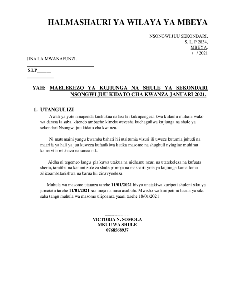 Fillable Online Mbeya District Council: Home Fax Email Print - pdfFiller