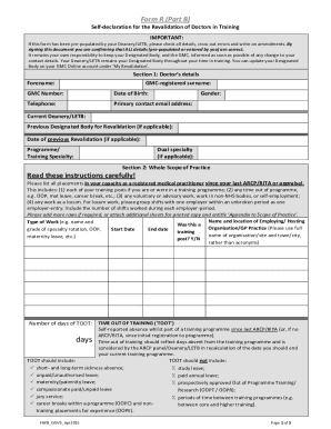 Fillable Online Fillable Form R (Part B): Self-declaration for the ...