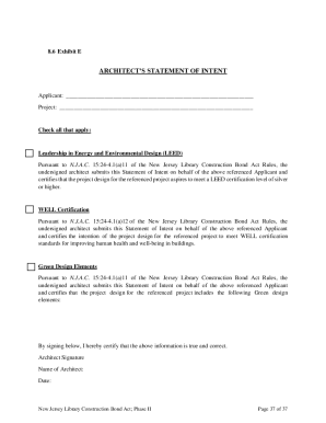 Fillable Online ARCHITECT'S STATEMENT OF INTENT Fax Email Print - pdfFiller