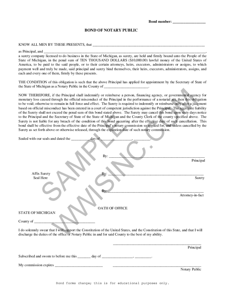 Fillable Online Notary Bond Form - Louisiana Secretary of State Fax ...