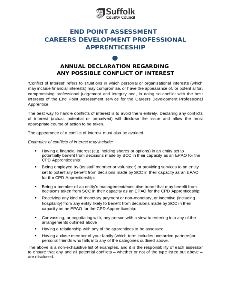 Apprenticeship End Point Assessment - Conflict of Interest Policy Doc ...