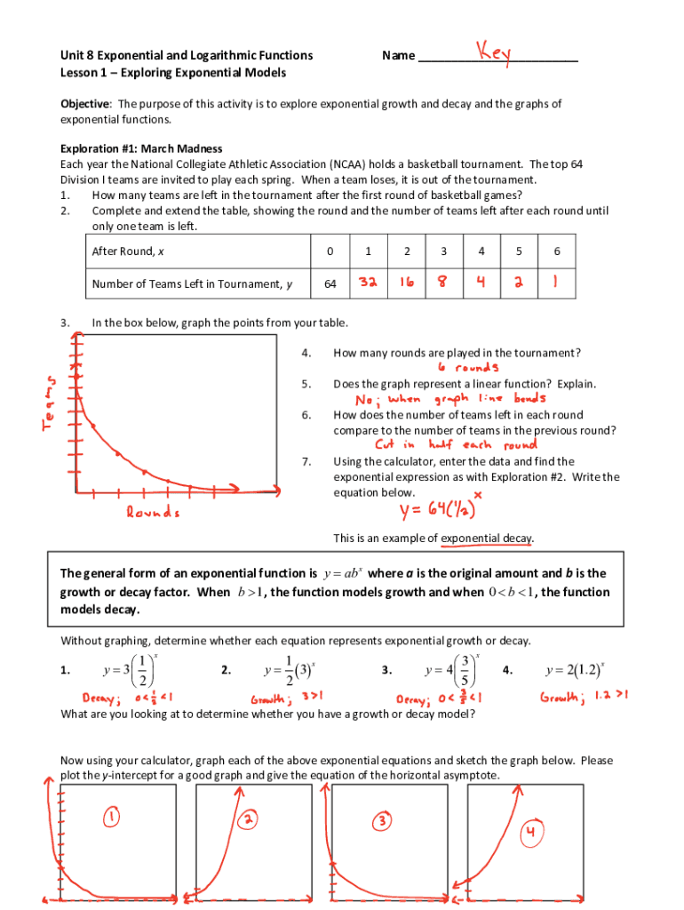 Fillable Online Unit 8 Exponential And Logarithmic Functions Name Fax Email Print Pdffiller