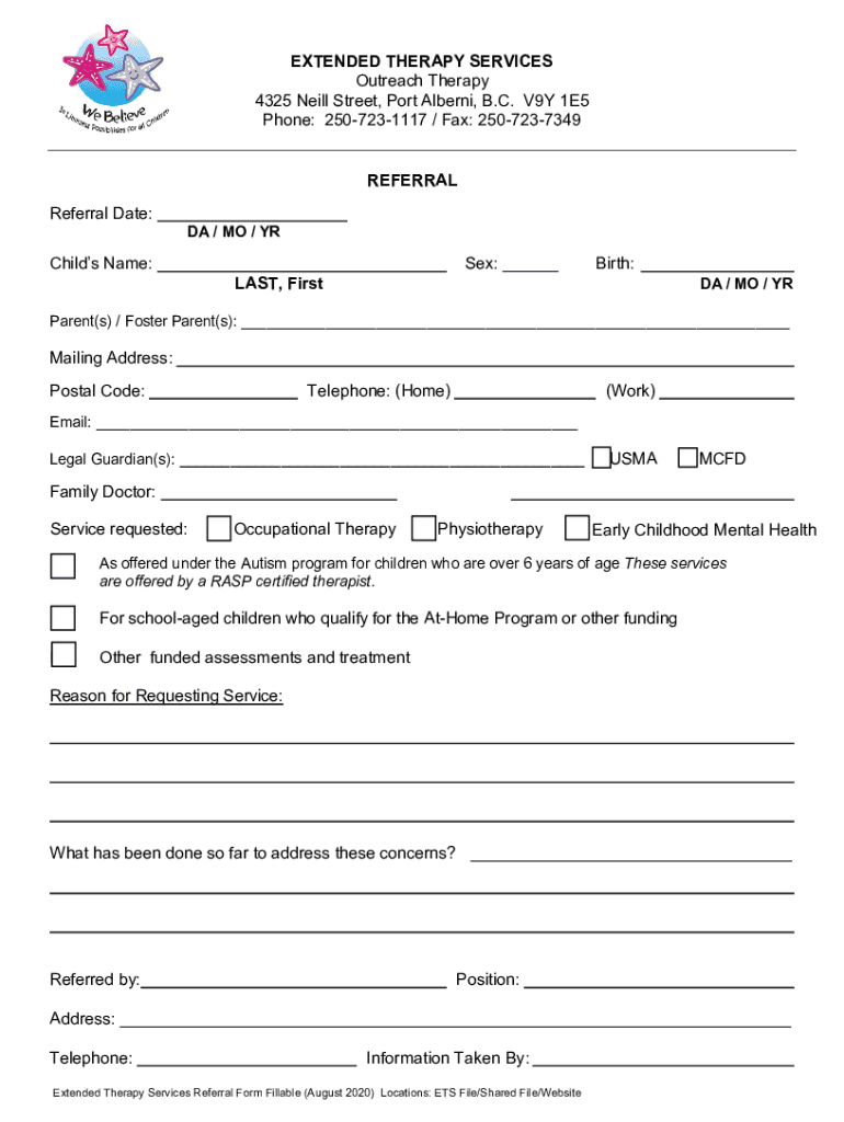 Fillable Online Port Alberni Early Intervention and ... - Outreach ...