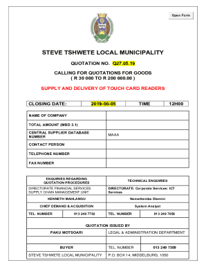 Fillable Online SUPPLY AND DELIVERY OF TOUCH CARD READERS Fax Email ...