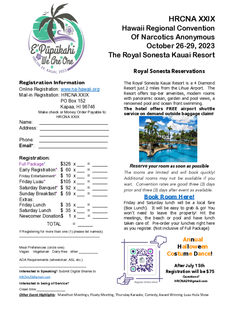 Fillable Online Hawaii Regional ConventionNarcotics Anonymous Hawai'i Fax Email Print - pdfFiller
