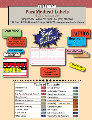 Fillable Online ParaMedical LabelsPrescription Labels, Veterinary ...
