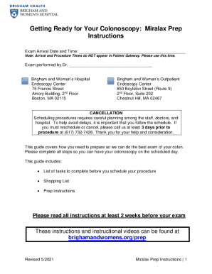 Fillable Online Getting Ready for Your Colonoscopy: Miralax Prep ...