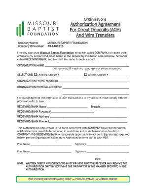 Fillable Online Form 5507 - ACH Transfer Agreement for Local Political ...