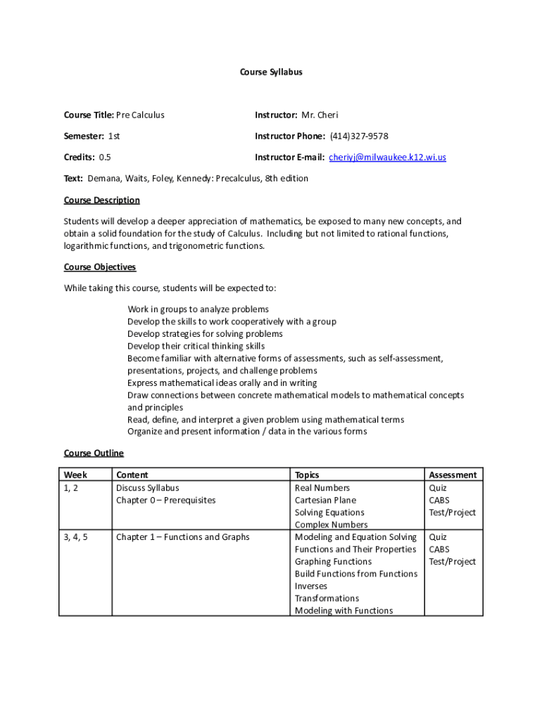 Fillable Online Pre Calc Syllabus Sem1 22-23.doc Fax Email Print - pdfFiller