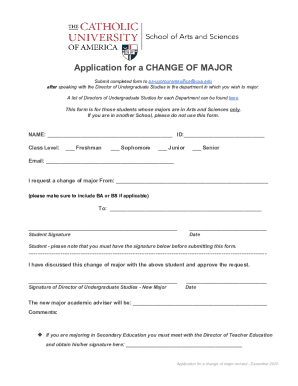 Fillable Online Application for a CHANGE OF MAJOR Fax Email Print ...