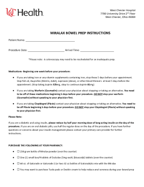 Fillable Online Preparing for your colonoscopy or upper endoscopy exam ...