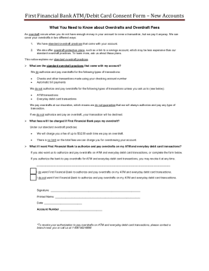 Fillable Online First Financial Bank ATM/Debit Card Consent Form Fax ...