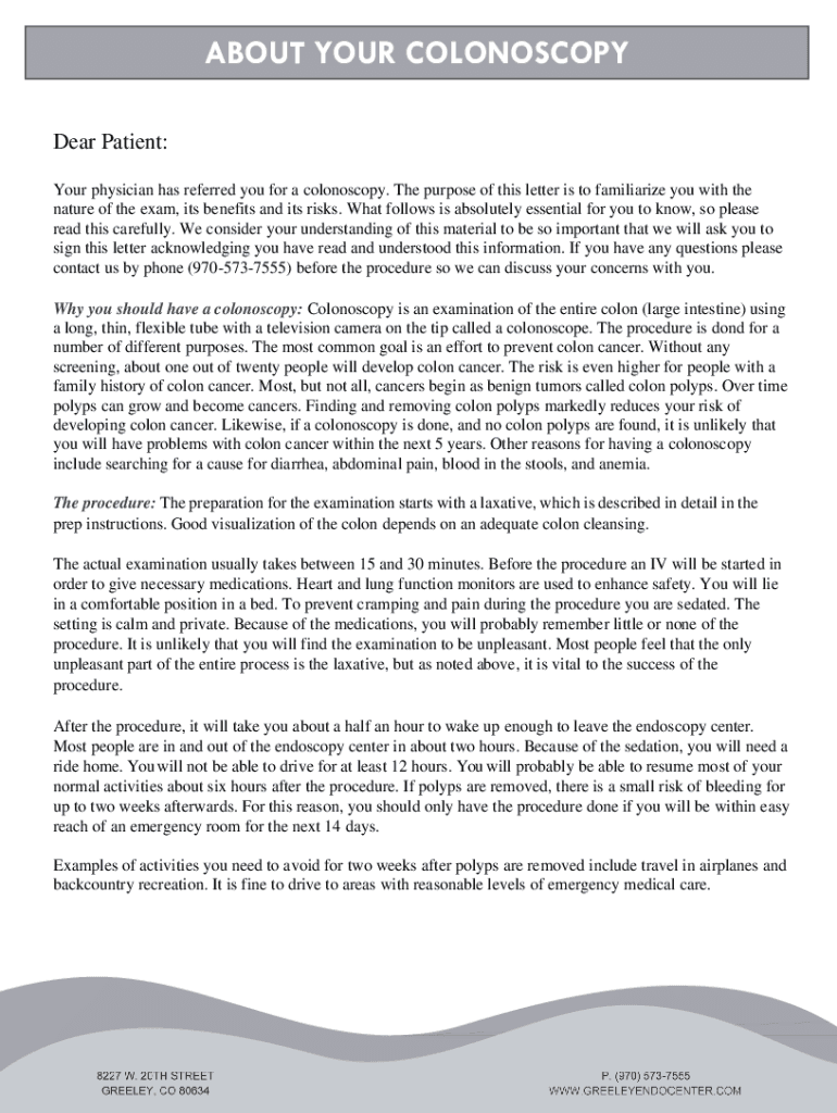 Fillable Online Your physician has referred you for a colonoscopy Fax ...