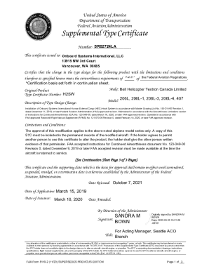 Fillable Online Federal Aviation Administration - Supplemental Type ...