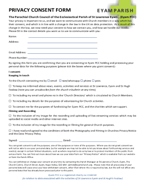 Fillable Online Privacy Consent Form - Eyam Parish Church Fax Email ...