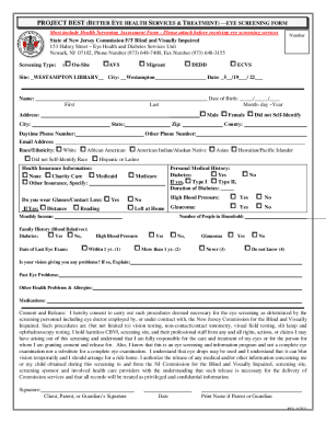 Fillable Online Burlington County Library Eye Screening Form Fax Email ...