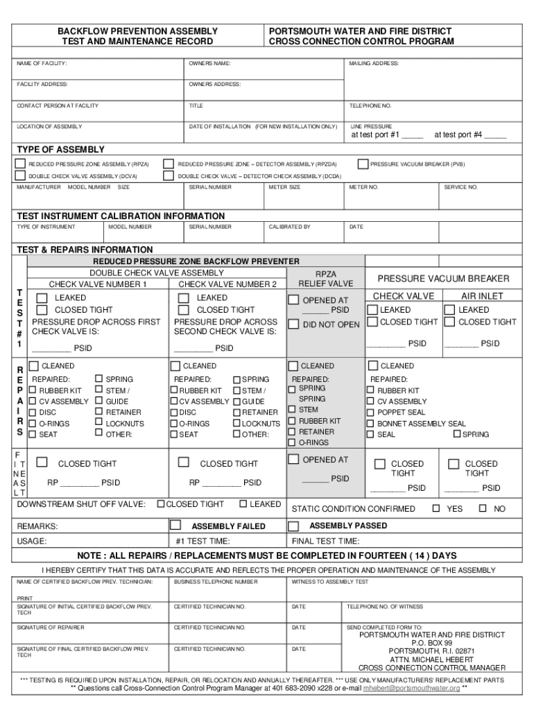 Fillable Online Application for Approval of Backflow Prevention Assembly Fax Email Print - pdfFiller