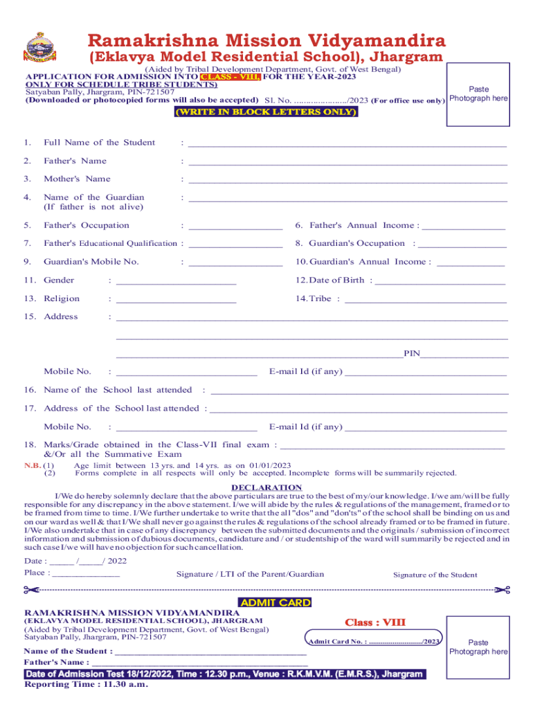 Eklavya Model Residential School Application Form - Fill Online ...