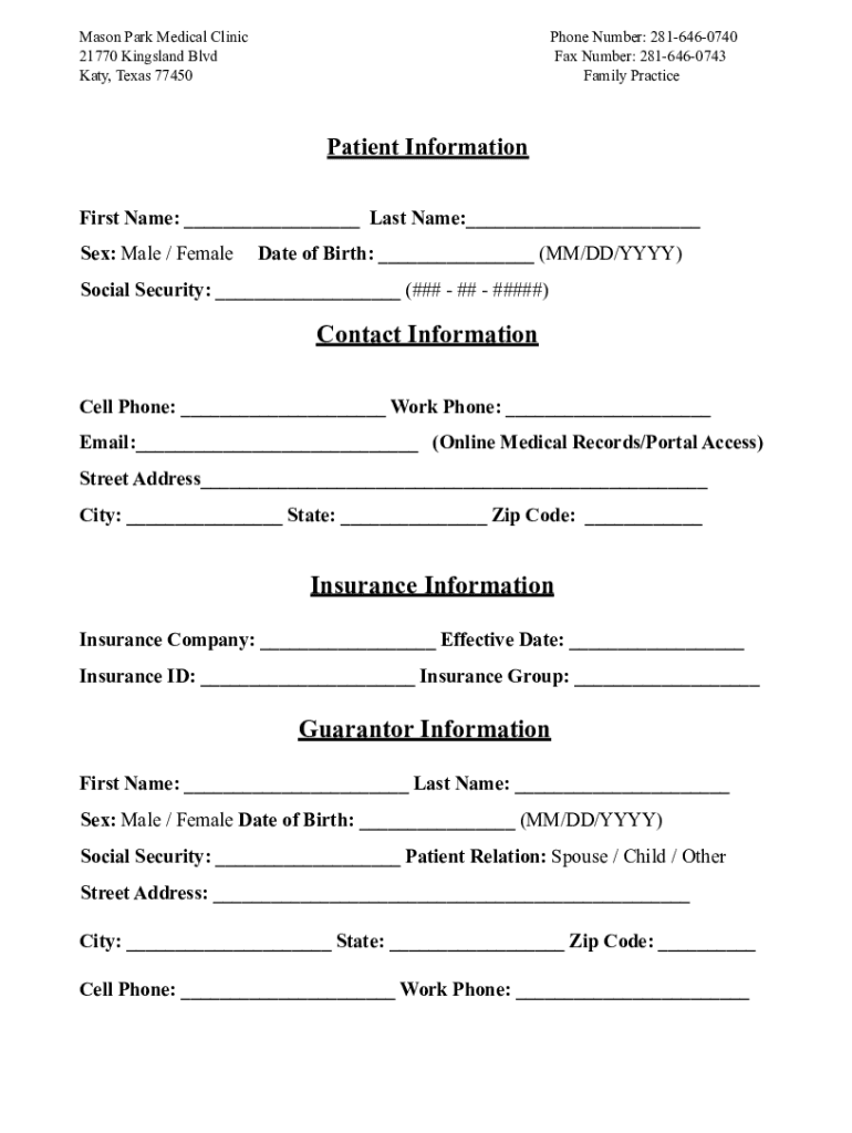 Fillable Online Fillable New Patient Form Fax Email Print - pdfFiller