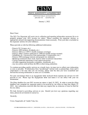 Fillable Online Complete a Tax Organizer before We Prepare Your Tax ...