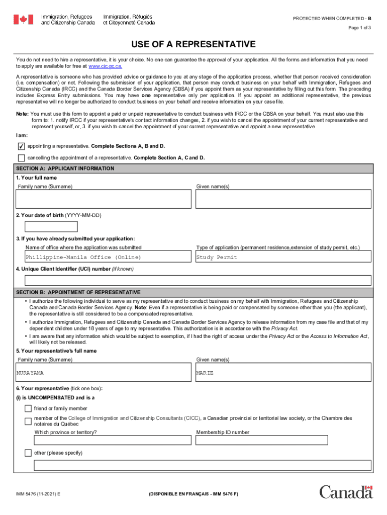 Fillable Online Immigration, Refugees and Citizenship Canada Fax Email ...