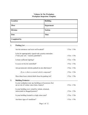 Fillable Online Sample Violence Hazard Assessment / Inspection ...
