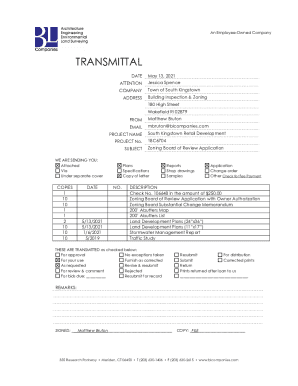 Fillable Online TRANSMITTAL - South Kingstown Fax Email Print - pdfFiller
