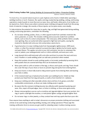 Fillable Online OSHA Training Toolbox Talk: Cutting, Welding ...