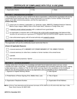 Fillable Online Certificate of Complance with Title 10 United States ...