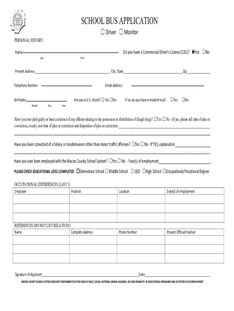 Fillable Online Commercial Driver License - Bus Driver Part 19-A ...