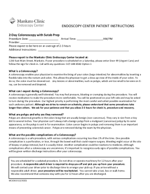 Fillable Online SUTAB Patient Instructions for Colonoscopy Seven Days ...