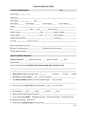 Fillable Online Pediatric Patient Demographic Form Template - Jotform Fax Email Print - pdfFiller