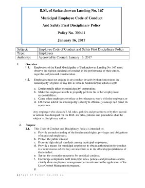 Fillable Online Employees Code of Conduct Policy - RM of Aberdeen No ...