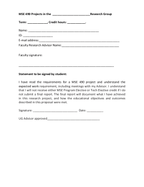 Fillable Online mse engin umich MSE 499 Independent Research Request ...