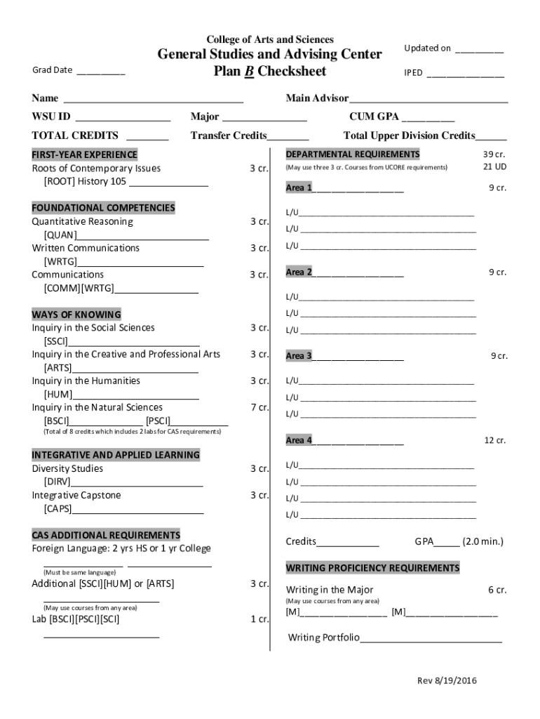 Fillable Online Graduation Requirements Worksheet - Capital High School ...