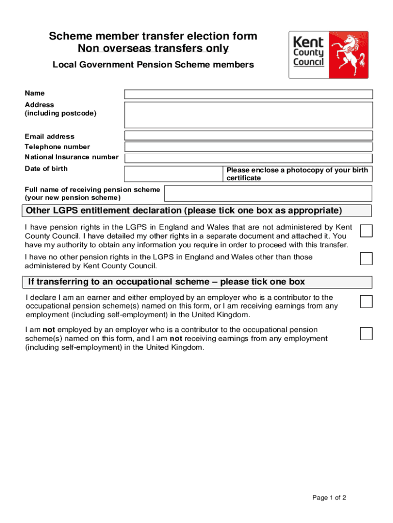 Fillable Online Scheme member transfer election form Overseas transfers ...