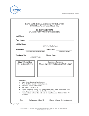 Fillable Online ID Request Form - RCBC Fax Email Print - pdfFiller