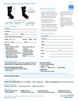 Fillable Online Moore Balance Brace Order Form - SafeStep.net Fax Email ...
