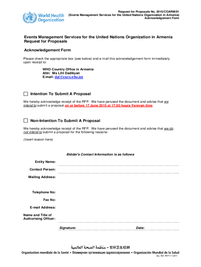 Fillable Online UNICEF Armenia announces a Request for Proposal for ...