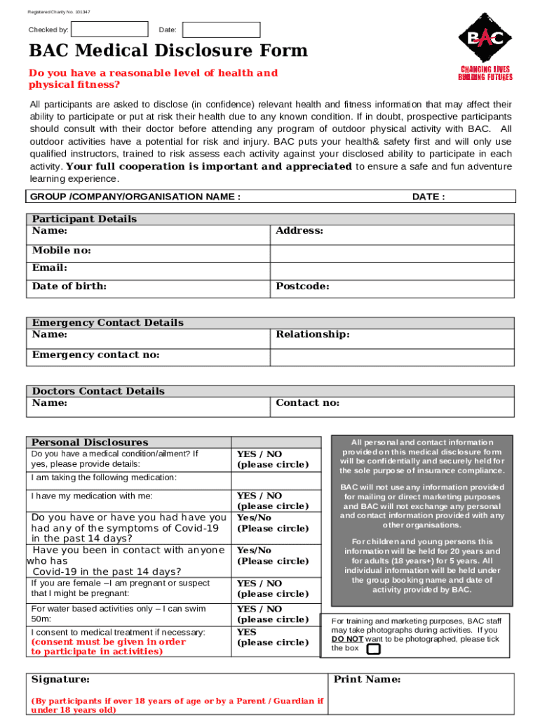 Medical - Belfast Activity Centre Doc Template | pdfFiller