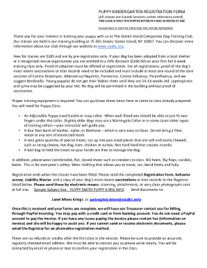 Fillable Online PUPPY KINDERGARTEN REGISTRATION FORM Fax Email Print ...